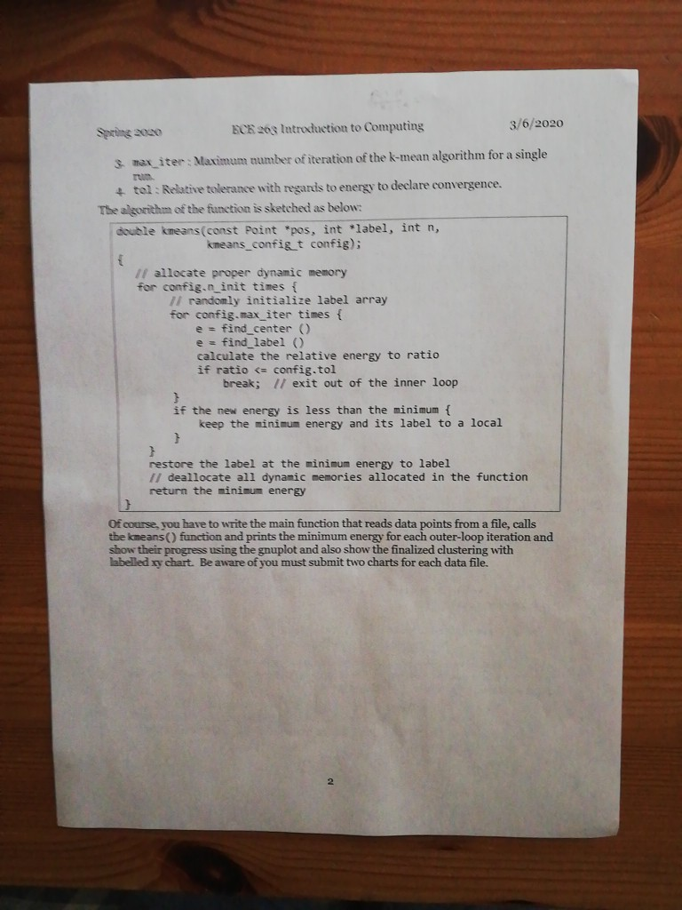 Spring 2020 ECE 263 Introduction to Computing | Chegg.com