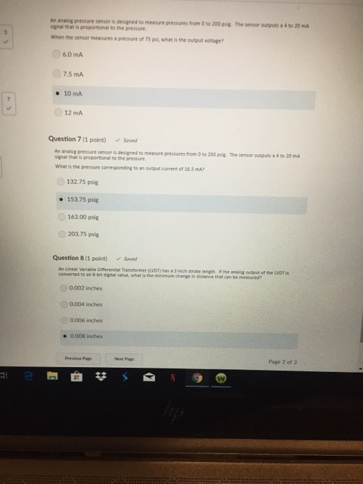 Solved An analog pressure sensor is designed to mesasure | Chegg.com