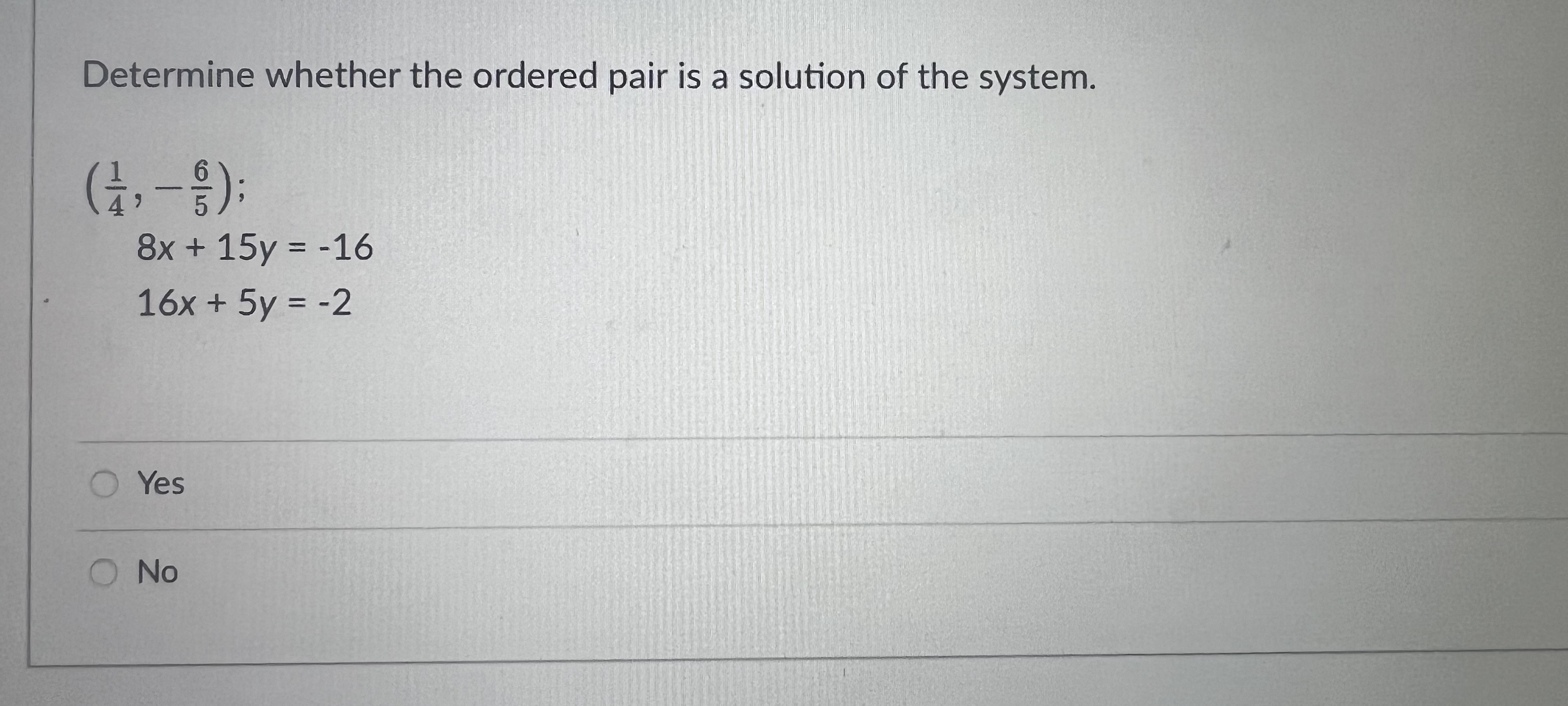 Solved Determine whether the ordered pair is a solution of | Chegg.com