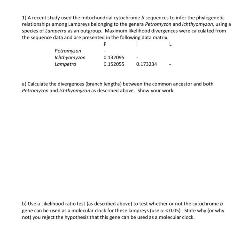 V. III. Molecular Clock Validation The Relative Rate | Chegg.com