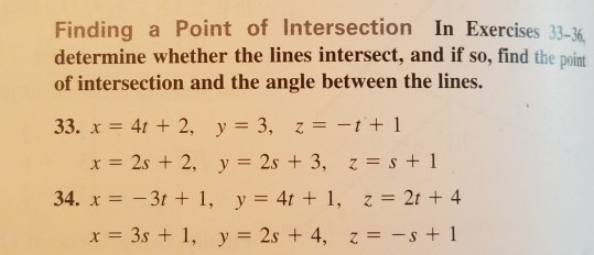 Solved Finding a Point of Intersection In Exercises 33-36 | Chegg.com