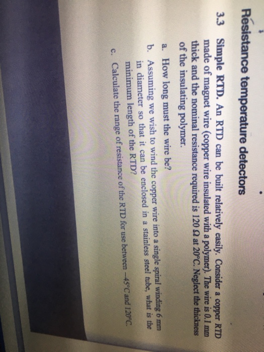 Solved Resistance temperature detectors Simple RTD. An RTD | Chegg.com