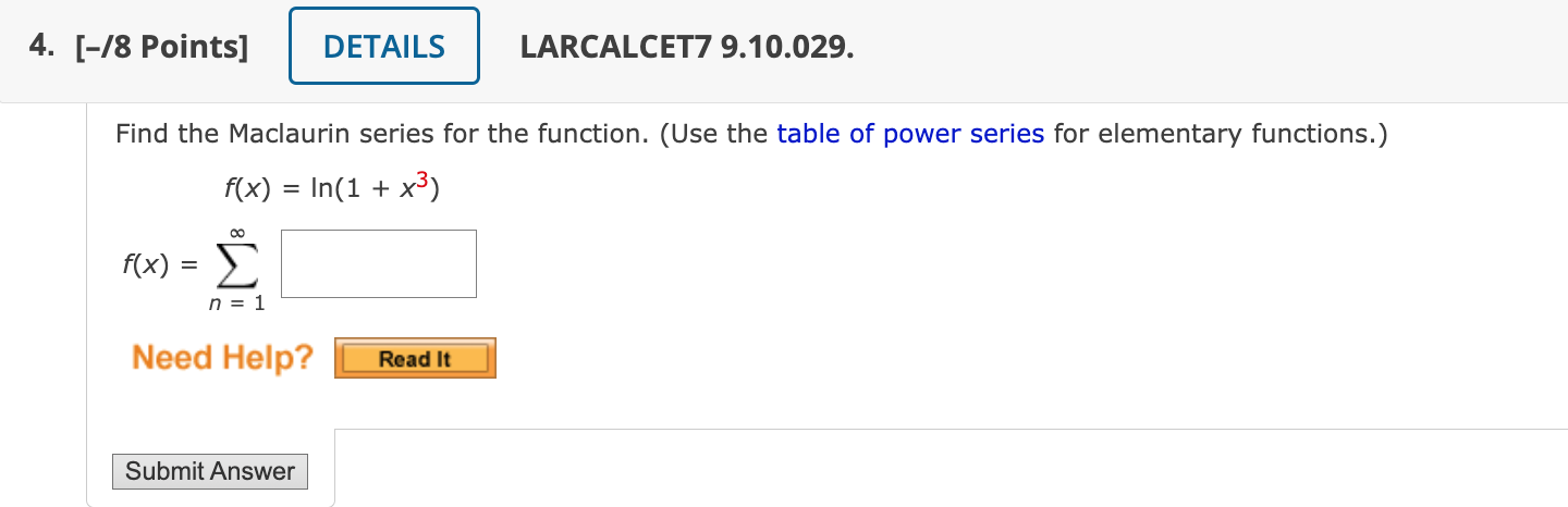 Solved Find the Maclaurin series for the function. (Use the | Chegg.com