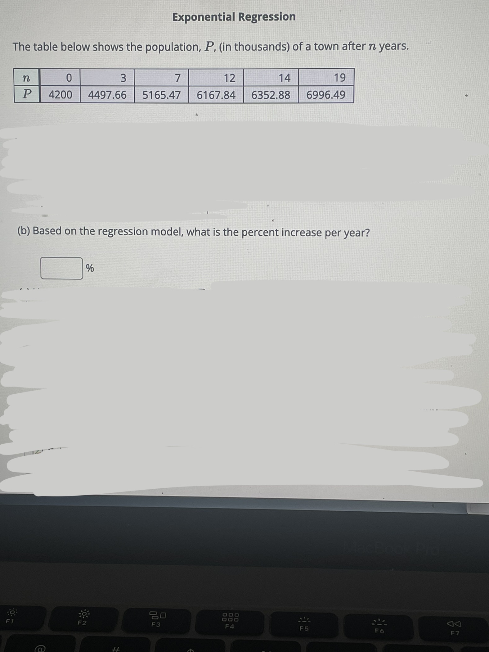 Solved Exponential Regression The table below shows the | Chegg.com