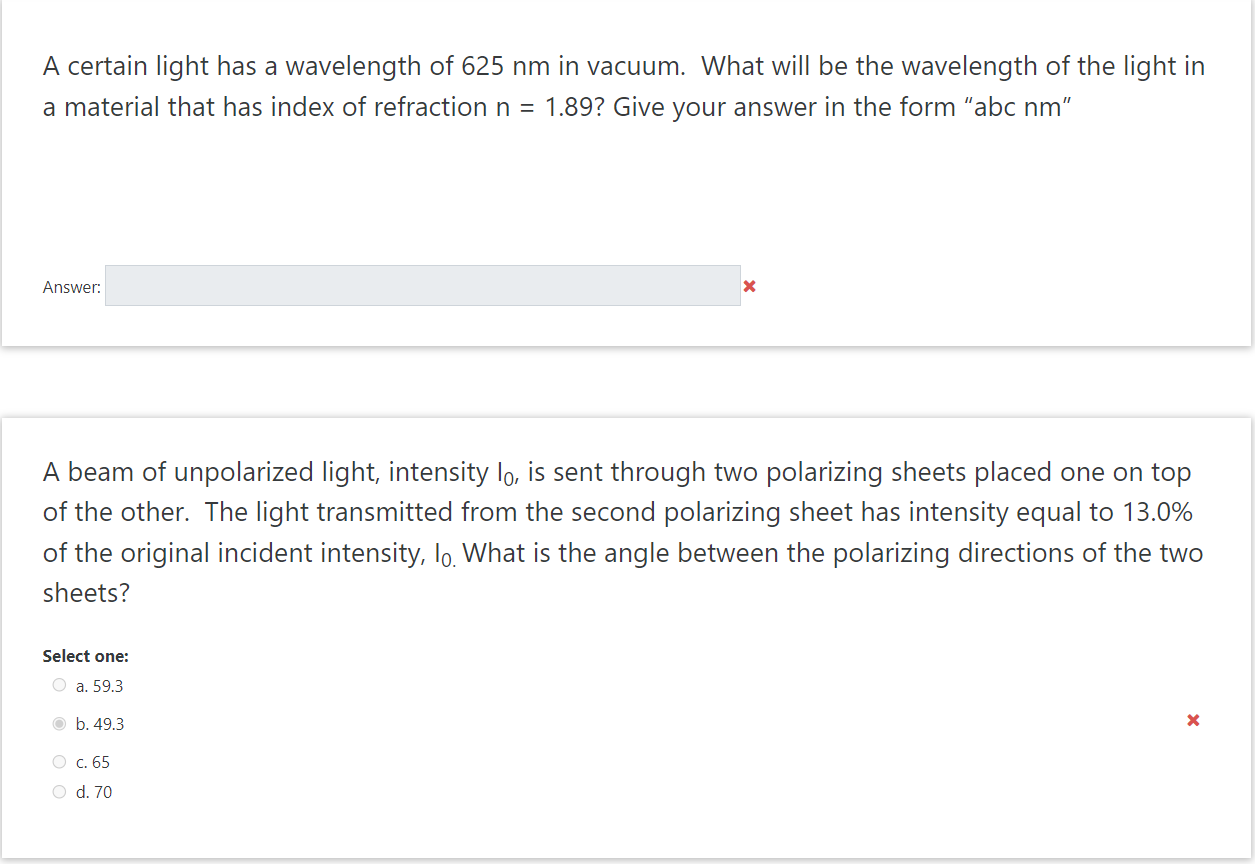 Solved A certain light has a wavelength of 625 nm in vacuum. | Chegg.com