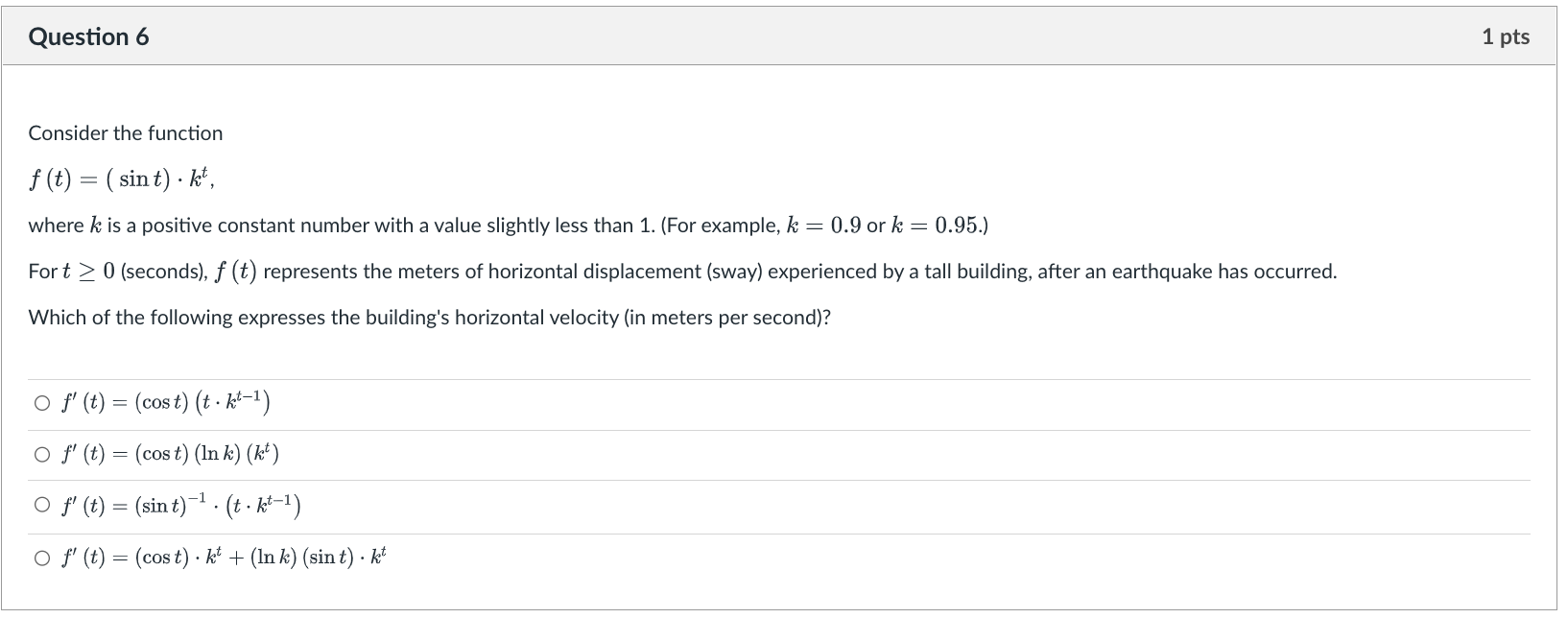 Solved Consider the function f(t)=(sint)⋅kt where k is a | Chegg.com