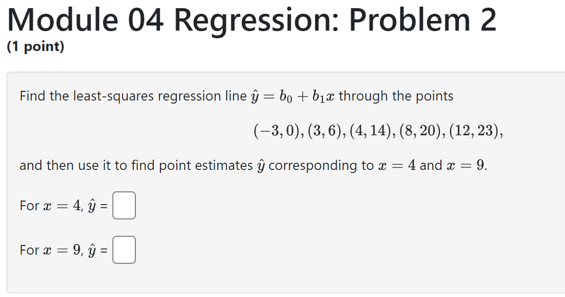 Solved Find the least-squares regression line hat(y)=b0+b1x | Chegg.com
