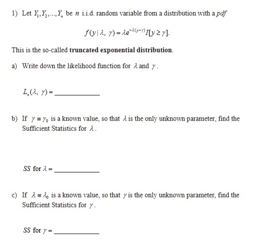 Solved Let Y1,Y2,dots,Yn ﻿be n ﻿i.i.d. ﻿random variable from | Chegg.com