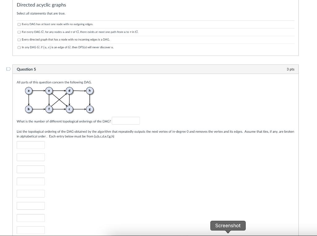 Solved Directed Acyclic Graphs Select All Statements That 