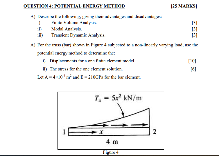 Solved QUESTION 4: POTENTIAL ENERGY METHOD [25 MARKS] A) | Chegg.com