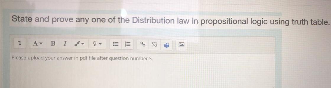 Solved State and prove any one of the Distribution law in | Chegg.com
