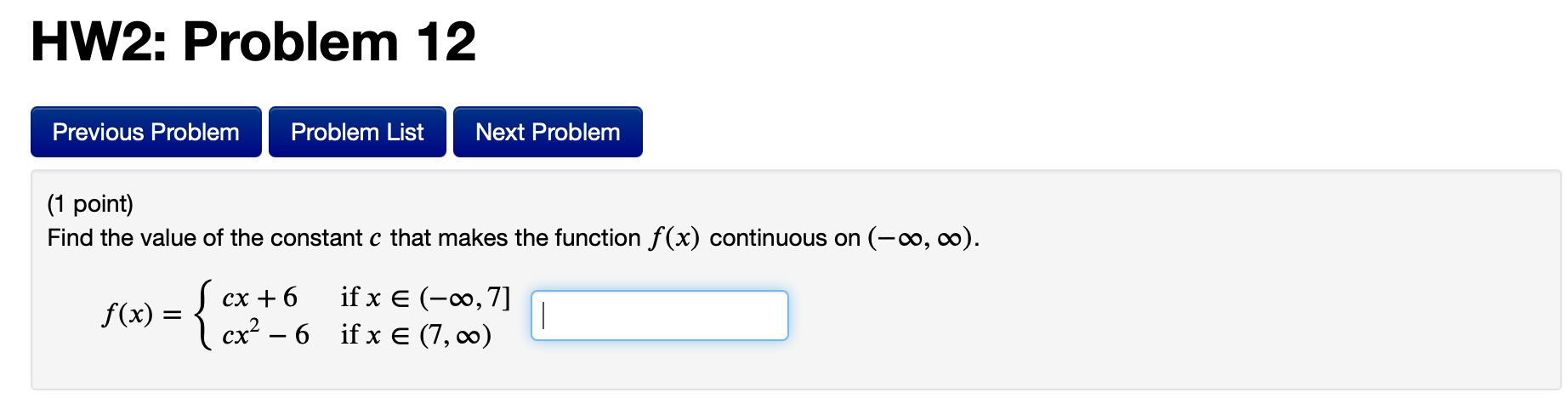 Solved HW6: Problem 3 Previous Problem Problem List Next | Chegg.com