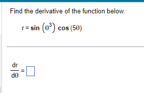 Solved Find the derivative of the function below. | Chegg.com
