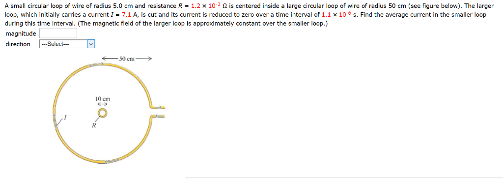Solved A small circular loop of wire of radius 5.0 cm and | Chegg.com