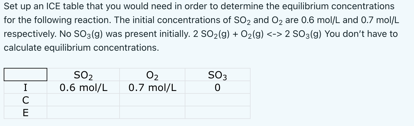 Solved Set up an ICE table that you would need in order to | Chegg.com