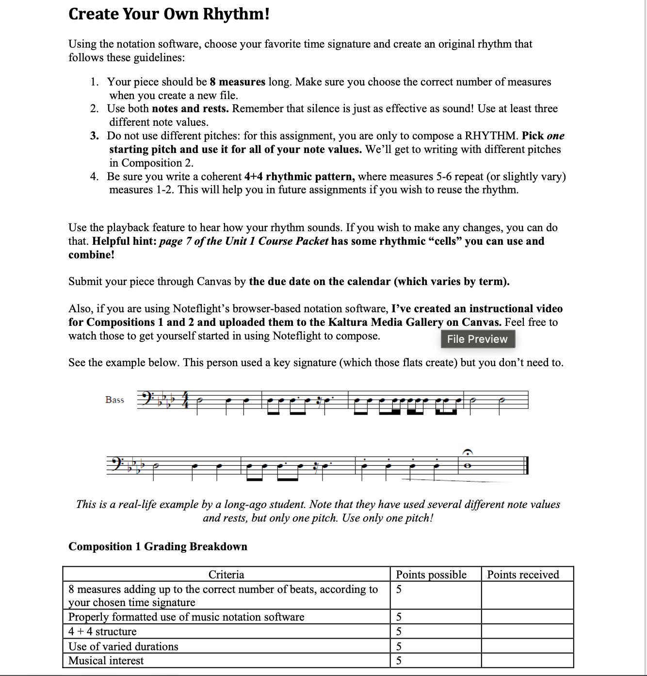 Solved Create Your Own Rhythm!Using the notation software, | Chegg.com