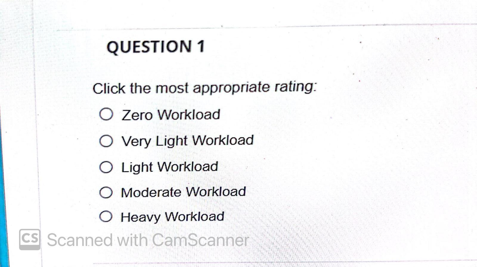 Solved QUESTION 1 Click the most appropriate rating: O Zero | Chegg.com