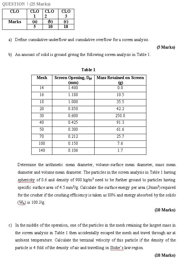 Solved QUESTION 1 (25 Marks) CLO CLO CLO 1 2 Marks (a) 0) 5 | Chegg.com Solved QUESTION 1 (25 Marks) CLO CLO CLO 1 2 Marks (a) 0) 5 | Chegg.com