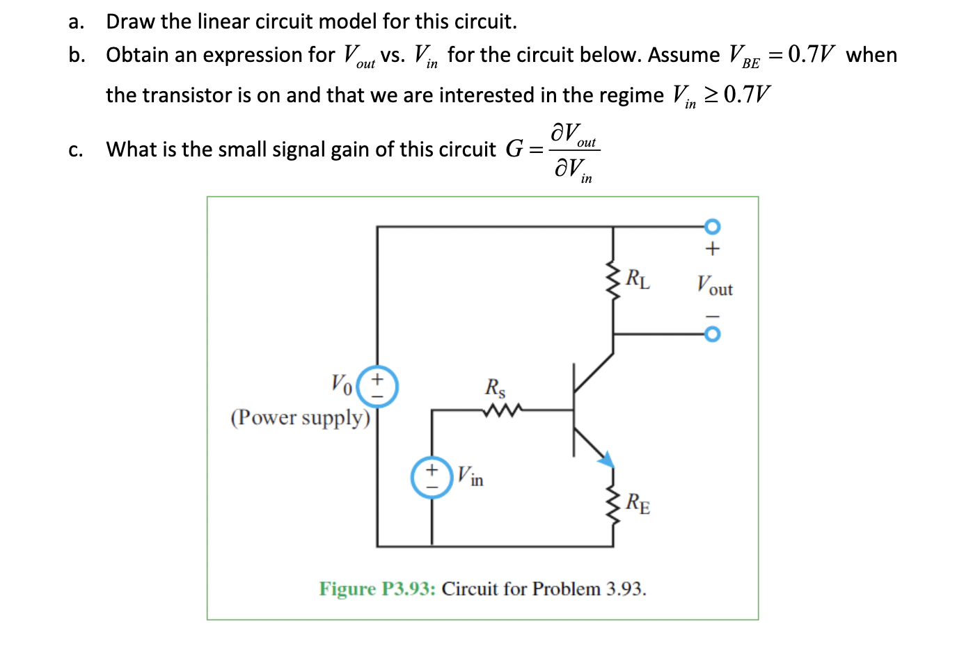 Solved a. ﻿Draw the linear circuit model for this circuit.b. | Chegg.com