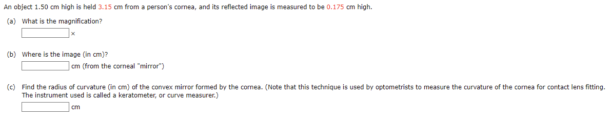 Solved An object 1.50 cm high is held 3.15 cm from a | Chegg.com