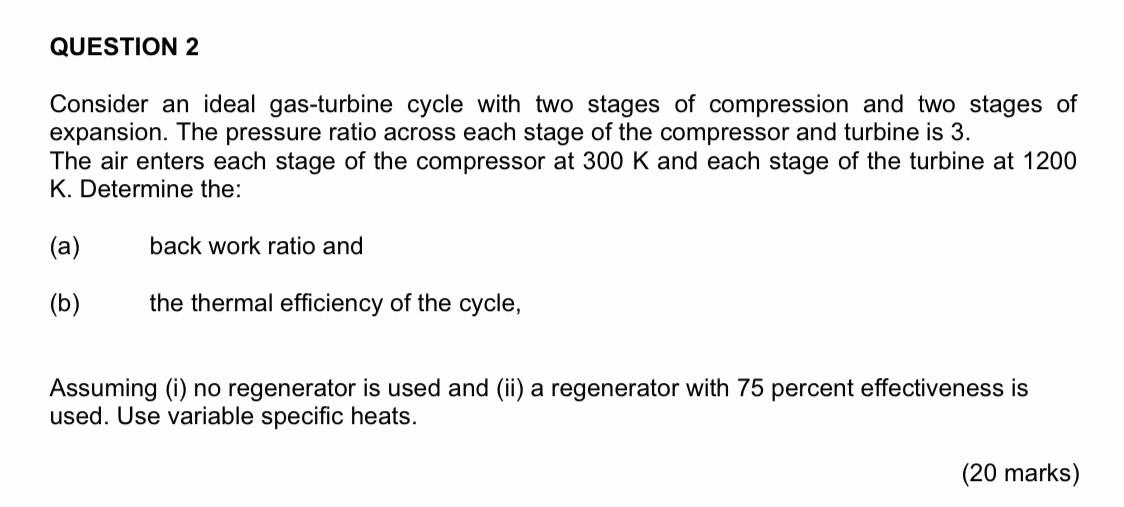 Solved Consider an ideal gas-turbine cycle with two stages | Chegg.com
