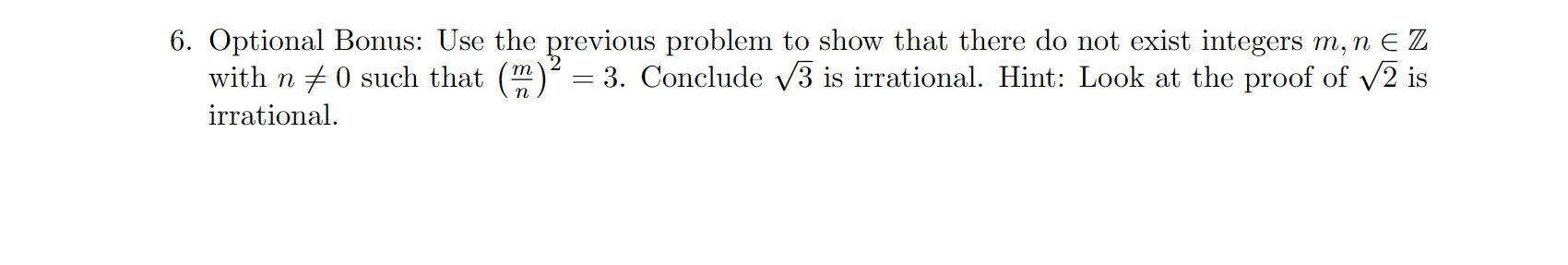 Solved P6Optional Bonus: Use the previous problem to show | Chegg.com