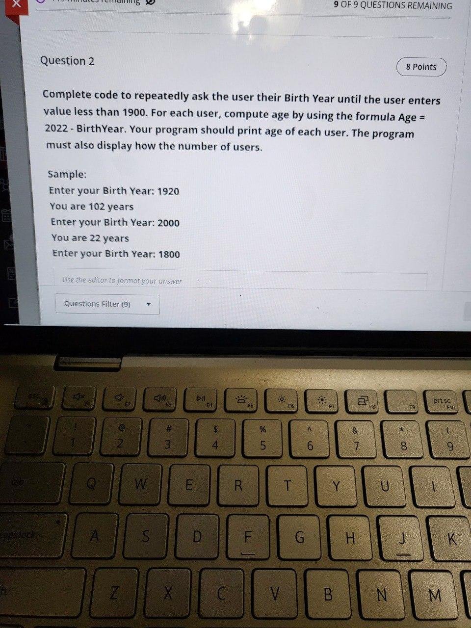 Solved Complete code to repeatedly ask the user their Birth | Chegg.com