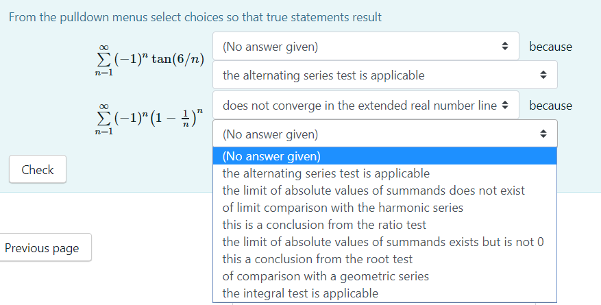 Solved From the pulldown menus select choices so that true | Chegg.com