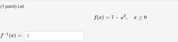Solved (1 point) (a) Find the inverse function of f(x) = 5x | Chegg.com