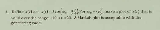 Solved x(r) = 3cos(a0-%).For a0-% make a plot of x(t) that | Chegg.com