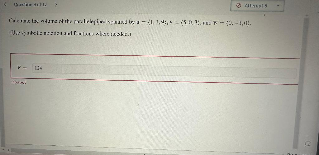 Solved Calculate the volume of the parallelepiped spanned by | Chegg.com