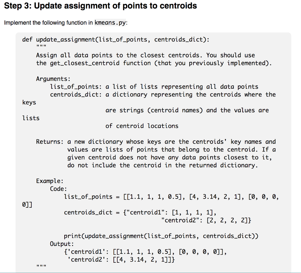 Solved Step 2: Assigning data points to closest centroids | Chegg.com