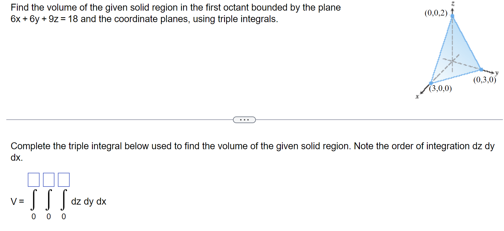 Solved Find the volume of the given solid region in the | Chegg.com