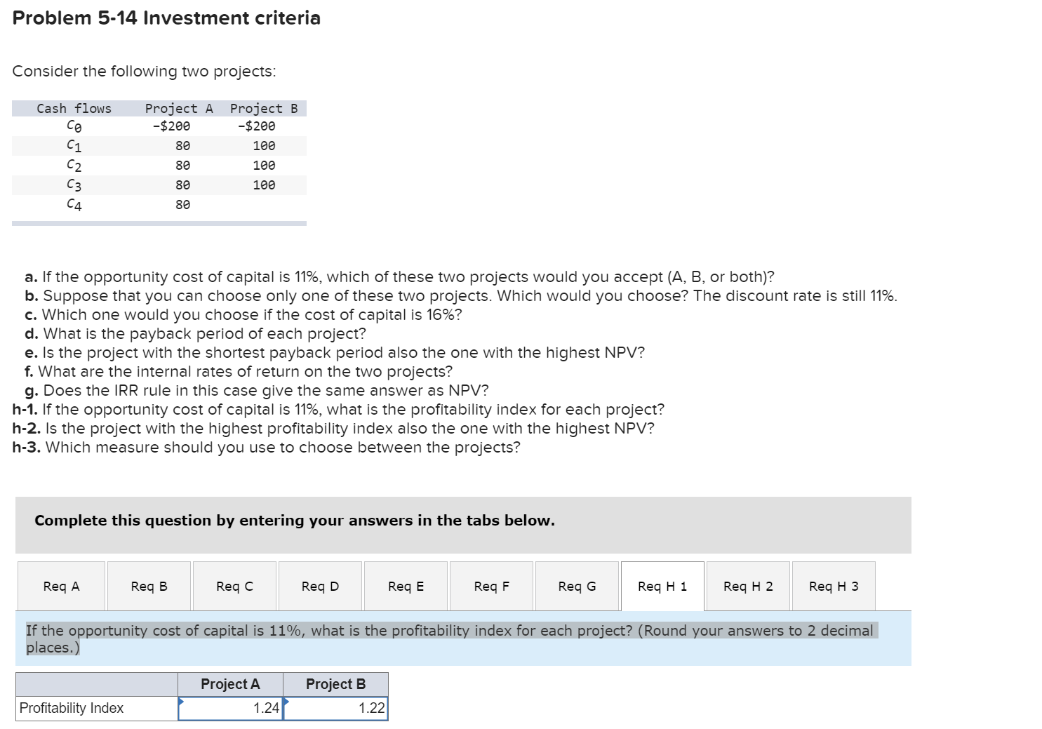 Solved Problem 5-14 ﻿Investment criteriah-1. ﻿If the | Chegg.com