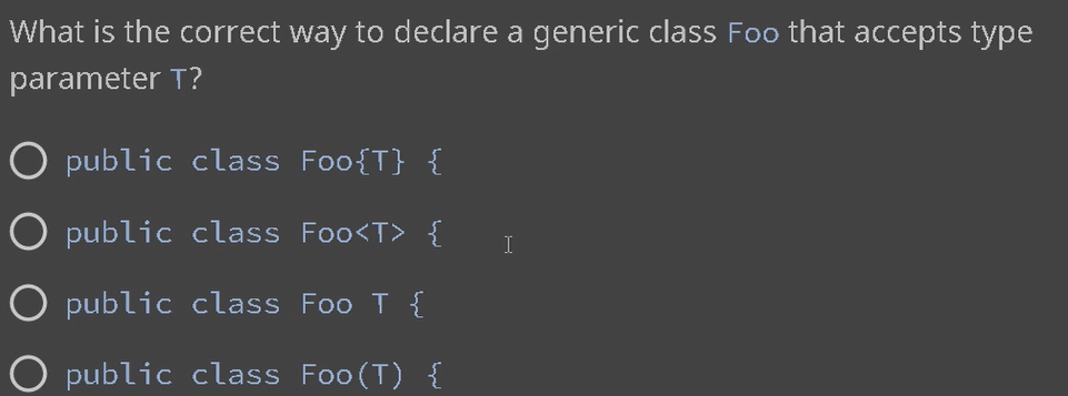 Solved What is the correct way to declare a generic class | Chegg.com
