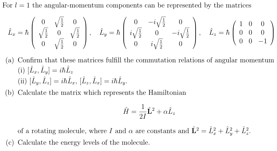 Solved For 1 the angular-momentum components can be | Chegg.com