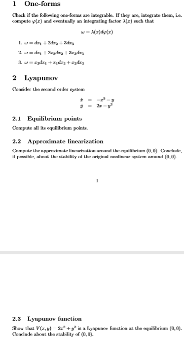 Solved 1 One-forms Check if the following one-forms are | Chegg.com