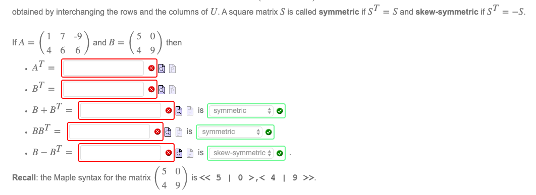 Solved obtained by interchanging the rows and the columns of | Chegg.com