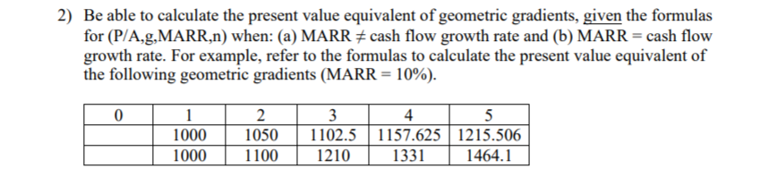 Solved 2) Be able to calculate the present value equivalent | Chegg.com