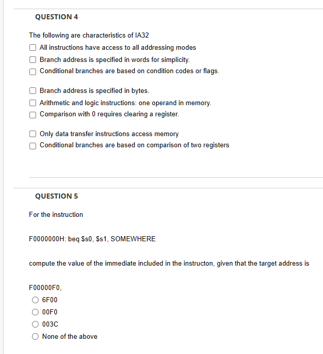 Solved The following are characteristics of IA32 All | Chegg.com