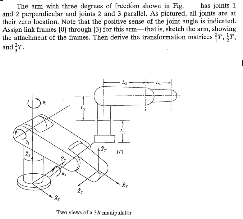 Solved The arm with three degrees of freedom shown in Fig. | Chegg.com