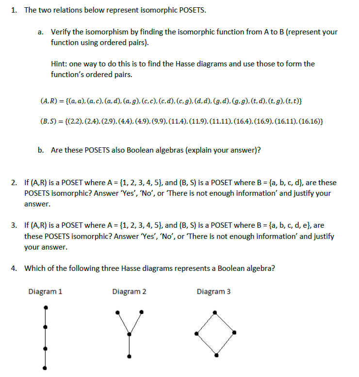 Solved 1. The two relations below represent isomorphic | Chegg.com