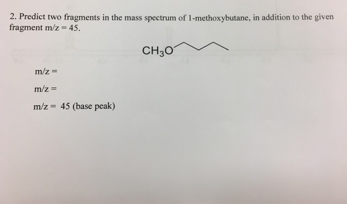 Solved Predict two fragments in the mass spectrum of | Chegg.com