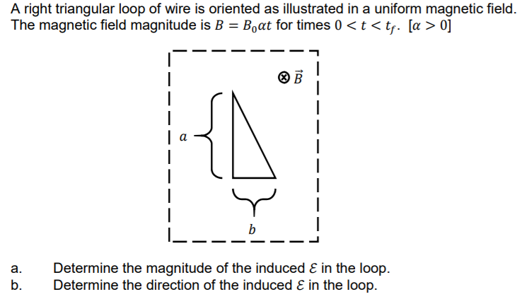 Solved A right triangular loop of wire is oriented as | Chegg.com