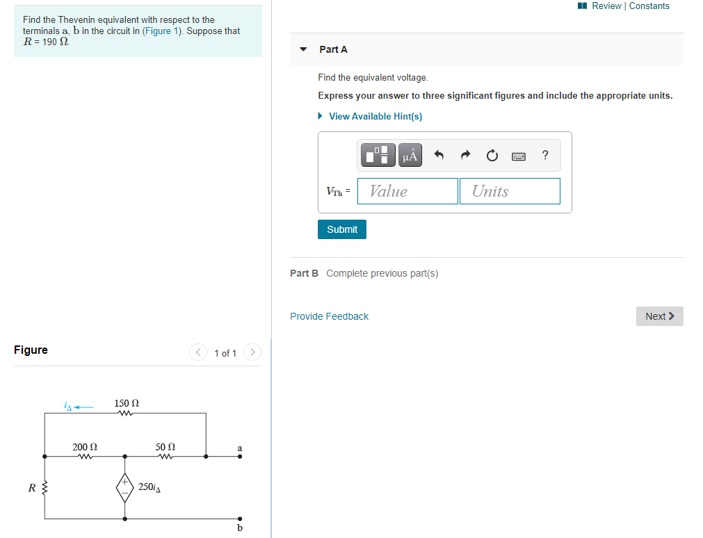 Solved Review Constants Find the Thevenin equivalent with | Chegg.com
