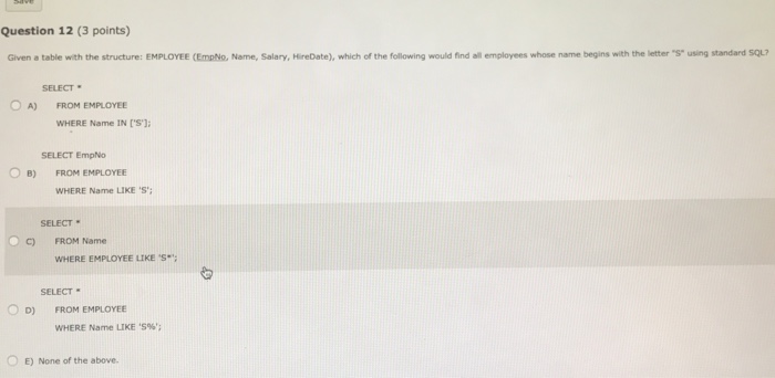 Solved Question 2 (3 points) In an enterprise-class database | Chegg.com