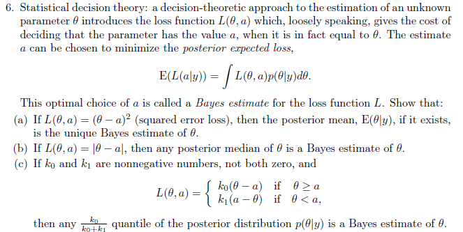 6. Statistical decision theory: a decision-theoretic | Chegg.com