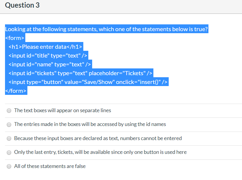 Solved Looking at the following statements, which one of the | Chegg.com