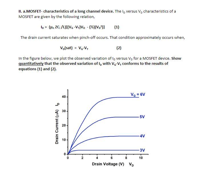 Solved II. a.MOSFET-characteristics of a long channel | Chegg.com