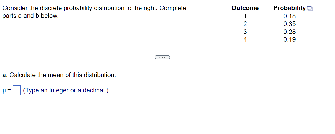 Solved Consider the discrete probability distribution to the | Chegg.com